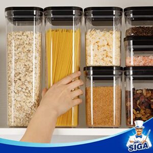 MR.SIGA 4 Pack Airtight Food Storage Container Set, BPA Free Kitchen Pantry Organization Canisters, One-handed Airtight Cereal Flour Spaghetti Storage Containers, 2.1L / 72oz, Black