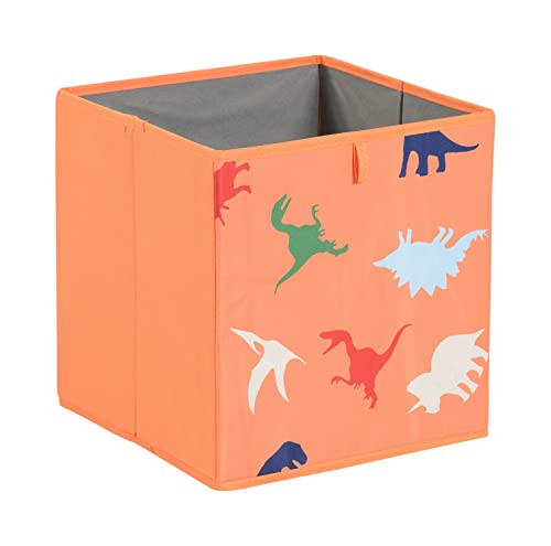 Amazon Basics Kids Collapsible Fabric Storage Cube Organizer Bins - Pack of 6, Dino Squad, 13x15x13"