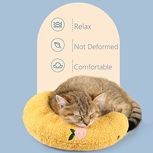 Les Arbres Fair Little Pillow for Cats, Ultra Soft Fluffy Pet Calming Toy Half Donut Cuddler for Joint Relief Sleeping Improve Machine Washable