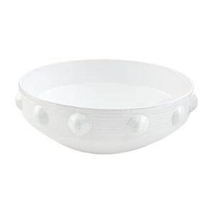 mud pie beaded serving bowl, white, 5" x 12" dia