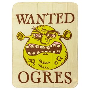 silver buffalo shrek wanted ogres fleece throw, 45 inches x 60 inches