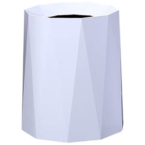 luxurious nordic trash can - open top geometric garbage can - double barrel trash bin - waste basket w/removable plastic bin - living room, bedroom, bathroom trash can - 8l/2.1gal garbage bin, white