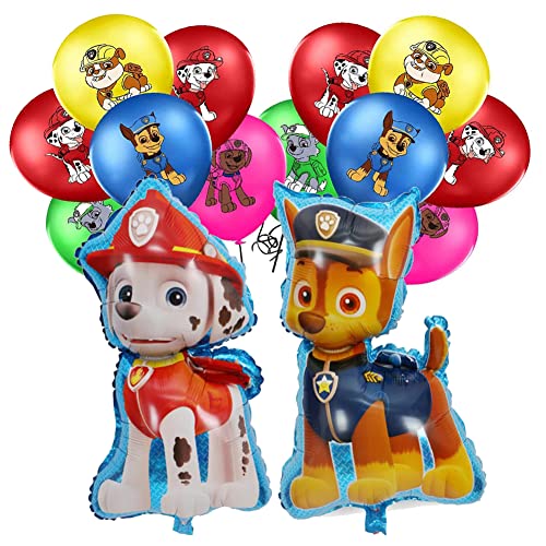 LOVSONG 14 PCS - Latex Dog Balloons Foil Dog Balloons Paw Balloons CHASE Dog Balloons MARSHALL Dog Balloons