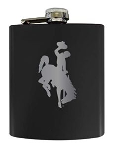 university of wyoming matte finish stainless steel 7 oz flask (black)