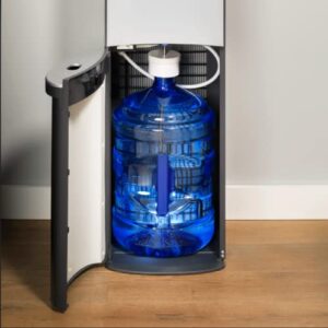 GE Bottom-Loading Tri-Temperature Water Dispenser | 5 Gallon Water Cooler for Home or Office | 3 Temperature Settings | Taller 13" Dispenser Height | No Lift Bottom Loading | LED Light | Charcoal