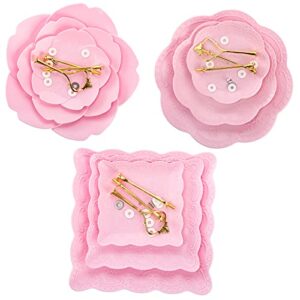 Tosnail 3 Pack 3 Tiers Plastic Cupcake Stand Dessert Stand Tiered Serving Trays with Gold Rod Candy Pastry Holders for Baby Shower, Wedding and Party - Pink