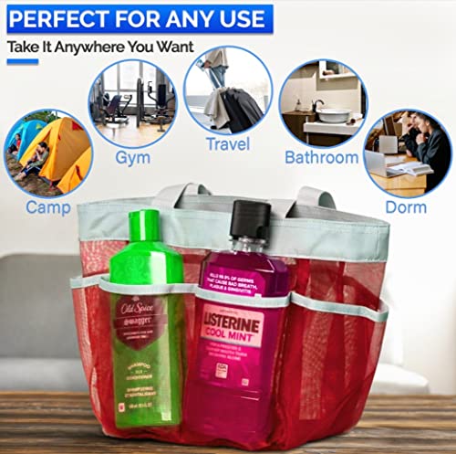 Shower Caddy Portable Mesh Bag - for College Dorm Room essentials ,Camping essentials ,dorm decor ,Travel ,Gym Shower Bag , Bathroom Accessories - Quick Dry Waterproof Shower Tote Bag 9" x 8" .