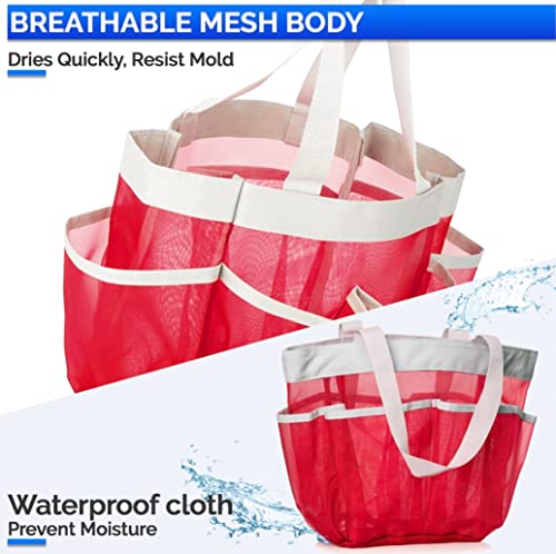 Shower Caddy Portable Mesh Bag - for College Dorm Room essentials ,Camping essentials ,dorm decor ,Travel ,Gym Shower Bag , Bathroom Accessories - Quick Dry Waterproof Shower Tote Bag 9" x 8" .