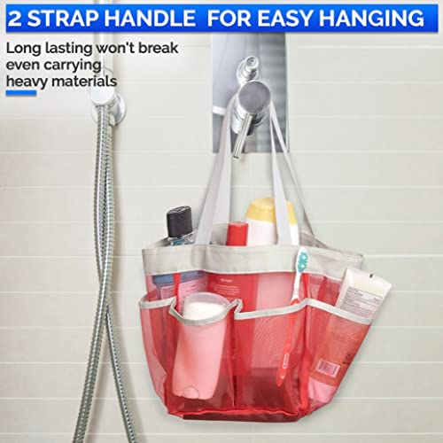 Shower Caddy Portable Mesh Bag - for College Dorm Room essentials ,Camping essentials ,dorm decor ,Travel ,Gym Shower Bag , Bathroom Accessories - Quick Dry Waterproof Shower Tote Bag 9" x 8" .