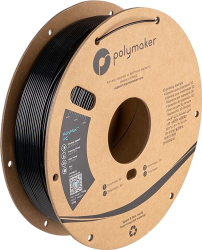 Polymaker Tough PC Filament 1.75mm, Black Polycarbonate Filament 1.75mm 750g Cardboard Spool - PolyMax PC Filament 3D Printer Polycarbonate Filament PC, Tough & High Heat Resistant Black PC Filament