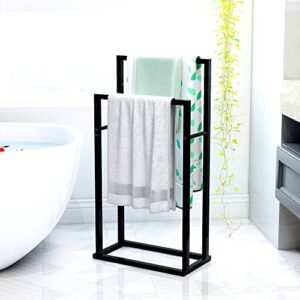 metal towel racks stand bathroom freestanding towel racks for bathroom outdoor towel rack standing towel rack 2 bars freestanding drying shelf washcloths holder black