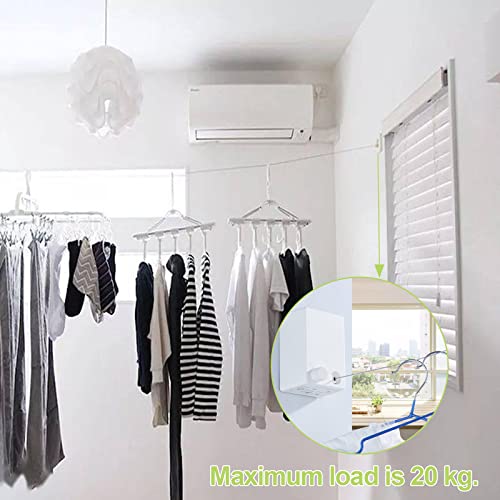 UFURMATE Retractable Clothesline Wire, Stainless Steel Extendable Laundry Line Wall Mounted Adjustable Clothes Drying Line Heavy Duty Washing Line Rope, 4.2 Meters (White)