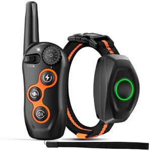 maisoie dog training collar, ipx7 waterproof shock collar with remote range 1300ft, 3 training modes, beep, shock, vibration, rechargeable electric shock collar for small medium large dogs