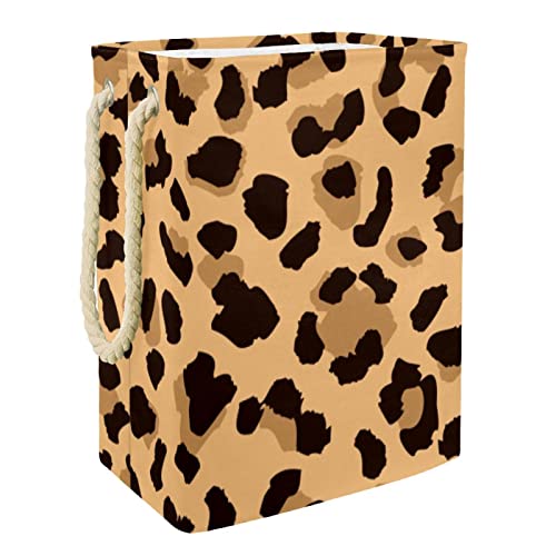 Inhomer Leopard Skin Pattern Large Laundry Hamper Waterproof Collapsible Clothes Hamper Basket for Clothing Toy Organizer, Home Decor for Bedroom Bathroom