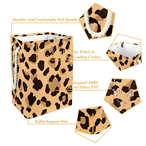 Inhomer Leopard Skin Pattern Large Laundry Hamper Waterproof Collapsible Clothes Hamper Basket for Clothing Toy Organizer, Home Decor for Bedroom Bathroom