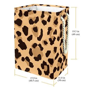 Inhomer Leopard Skin Pattern Large Laundry Hamper Waterproof Collapsible Clothes Hamper Basket for Clothing Toy Organizer, Home Decor for Bedroom Bathroom