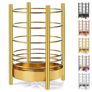 gold kitchen utensil holder for kitchen counter, stainless steel utensil crocks, gold titanium coating utensil storage caddy organizer, cooking utensil holder, easy cleaning (gold/7.4''x5.2'')