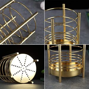 Gold Kitchen Utensil Holder for Kitchen Counter, Stainless Steel Utensil Crocks, Gold Titanium Coating Utensil Storage Caddy Organizer, Cooking Utensil Holder, Easy Cleaning (Gold/7.4''x5.2'')