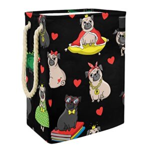 inhomer dog princess pattern large laundry hamper waterproof collapsible clothes hamper basket for clothing toy organizer, home decor for bedroom bathroom