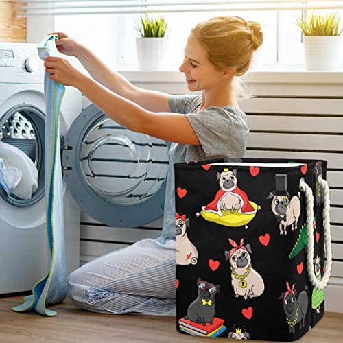 Inhomer Dog Princess Pattern Large Laundry Hamper Waterproof Collapsible Clothes Hamper Basket for Clothing Toy Organizer, Home Decor for Bedroom Bathroom