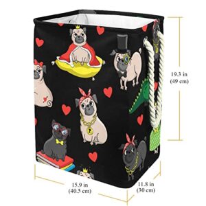 Inhomer Dog Princess Pattern Large Laundry Hamper Waterproof Collapsible Clothes Hamper Basket for Clothing Toy Organizer, Home Decor for Bedroom Bathroom