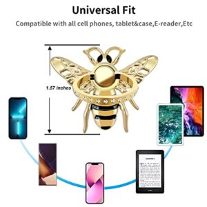 TACOMEGE Gold Bee Cell Phone Ring Grip Holder Stand for iPhone Android, Crystal Finger Ring Kickstand Compatible with Smartphones, Tablets