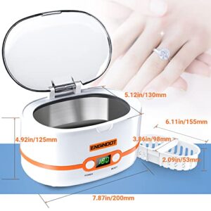 Ultrasonic Jewelry Cleaner, ENGiNDOT 600ML Professional Ultrasonic Cleaner Machine, Portable Household Cleaning Machine With Five Digital Timer for Eyeglasses, Watches, Earrings, Ring, Necklaces,Coins