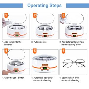 Ultrasonic Jewelry Cleaner, ENGiNDOT 600ML Professional Ultrasonic Cleaner Machine, Portable Household Cleaning Machine With Five Digital Timer for Eyeglasses, Watches, Earrings, Ring, Necklaces,Coins