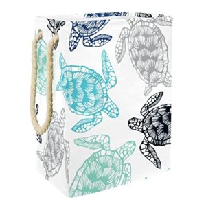 inhomer blue green black grey sea turtles pattern large laundry hamper waterproof collapsible clothes hamper basket for clothing toy organizer, home decor for bedroom bathroom