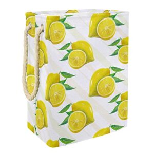 inhomer summer fruit lemon cutting pattern large laundry hamper waterproof collapsible clothes hamper basket for clothing toy organizer, home decor for bedroom bathroom