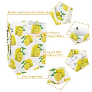 Inhomer Summer Fruit Lemon Cutting Pattern Large Laundry Hamper Waterproof Collapsible Clothes Hamper Basket for Clothing Toy Organizer, Home Decor for Bedroom Bathroom