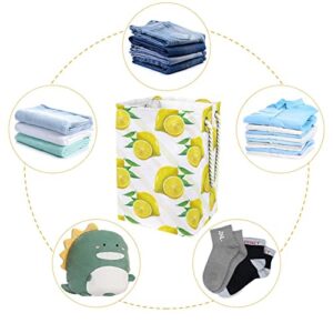 Inhomer Summer Fruit Lemon Cutting Pattern Large Laundry Hamper Waterproof Collapsible Clothes Hamper Basket for Clothing Toy Organizer, Home Decor for Bedroom Bathroom