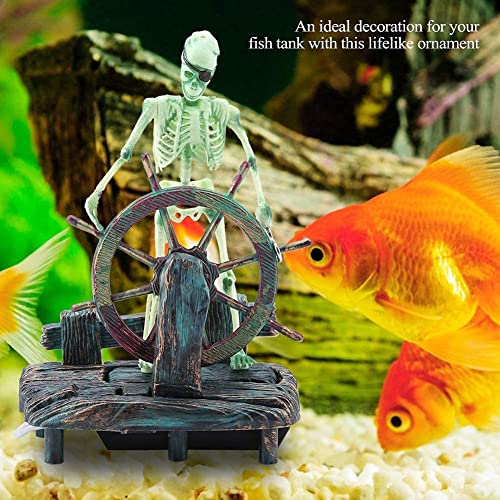 Mesee Aquarium Pirate Captain Decoration, Skeleton Seaman Landscape Fish Tank Decor, Undersea Air-driven Aquatic Ornament Decorations for Home Fishing Tank /Arts Crafts /Decorating