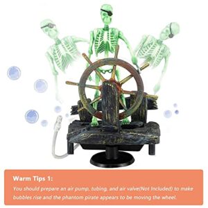 Mesee Aquarium Pirate Captain Decoration, Skeleton Seaman Landscape Fish Tank Decor, Undersea Air-driven Aquatic Ornament Decorations for Home Fishing Tank /Arts Crafts /Decorating