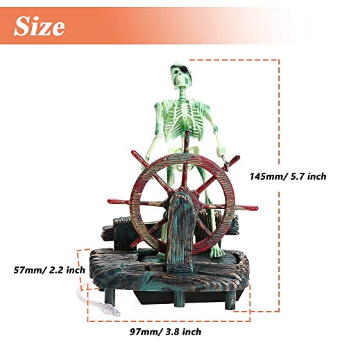 Mesee Aquarium Pirate Captain Decoration, Skeleton Seaman Landscape Fish Tank Decor, Undersea Air-driven Aquatic Ornament Decorations for Home Fishing Tank /Arts Crafts /Decorating