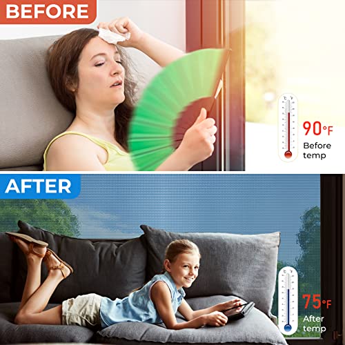 Viseeko Window Tinting Film for Home: Heat Blocking Window Film Sun Blocking Window Film UV Reflecting Window Privacy Film One Way Window Film See Out Not in Daytime Privacy Window Film Static Cling