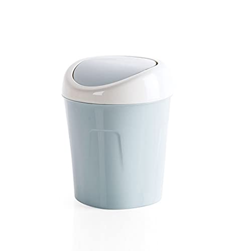 YITAQI Trash Can Living Room Home Mini Bedside Desktop Plastic Garbage Bin Waste Basket Storage Organizer(Blue)