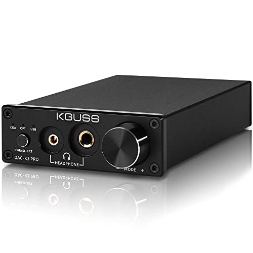 KGUSS DAC-K3 PRO USB DAC Headphone Amplifier Mini HiFi Optical/Coaxial/USB DAC Decoder Audio 24Bit 192KHz DA Converter ESS9018K2M Decoder Multifunctional Preamp Desktop Amplifier (Black)