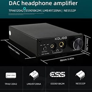 KGUSS DAC-K3 PRO USB DAC Headphone Amplifier Mini HiFi Optical/Coaxial/USB DAC Decoder Audio 24Bit 192KHz DA Converter ESS9018K2M Decoder Multifunctional Preamp Desktop Amplifier (Black)