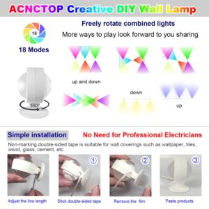 ACNCTOP Novelty Ambient and Mood Lighting 360° Rotating DIY Wall Art Decor RGB Bar LED Wall Light for Bedroom,Living Room,Room,Hallway,Stair,Modern Home Decoration