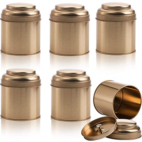 Lawei 6 Pack Tea Tins Canister with Airtight Double Lids, Mini Tea Storage Containers Round Tin Can Box for Storage Tea Coffee Sugar Loose Leaf, 8 Fluid Oz