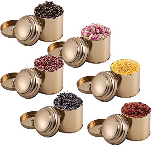 Lawei 6 Pack Tea Tins Canister with Airtight Double Lids, Mini Tea Storage Containers Round Tin Can Box for Storage Tea Coffee Sugar Loose Leaf, 8 Fluid Oz