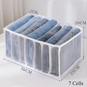 HOMINDESIGN Washable Drawer Organizer Nylon Mesh Fabric Closet Organizer for Underwears Pants T-shirts (White-3pc for Pants/Clothes)