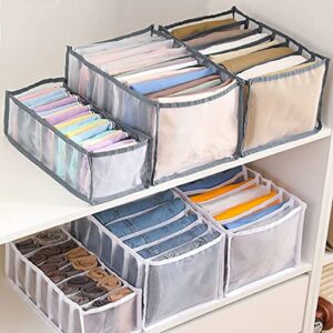 HOMINDESIGN Washable Drawer Organizer Nylon Mesh Fabric Closet Organizer for Underwears Pants T-shirts (White-3pc for Pants/Clothes)