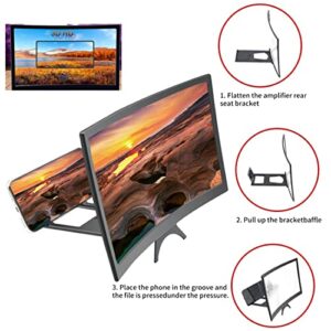 14 Inch Curved Screen Enlarger Amplifier 3D HD Cell Phone Holder Magnifying for Movies Videos and Gaming Compatible with All Smartphones