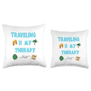 Travel Now Therapy Co. Traveling is My Therapy Vacation Throw Pillow, 18x18, Multicolor