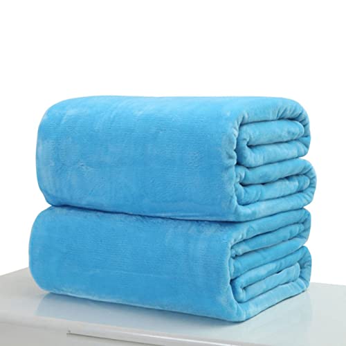 KOqwez33 Textured Soft Blanket, Warm and Lightweight Throw Blanket, Ultra Soft Warm Cozy Throw Blanket Rug Plush Fleece Bed Sofa Couch Pad Home - Blue