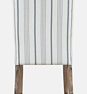 Jofran Eastern Tides Upholstered Parsons Dining Chair, Off-White with Blue Stripes