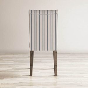 Jofran Eastern Tides Upholstered Parsons Dining Chair, Off-White with Blue Stripes