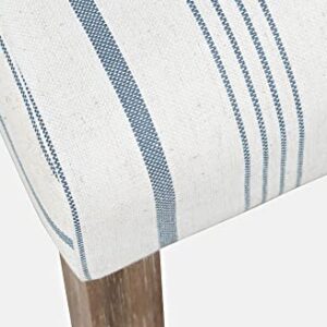 Jofran Eastern Tides Upholstered Parsons Dining Chair, Off-White with Blue Stripes